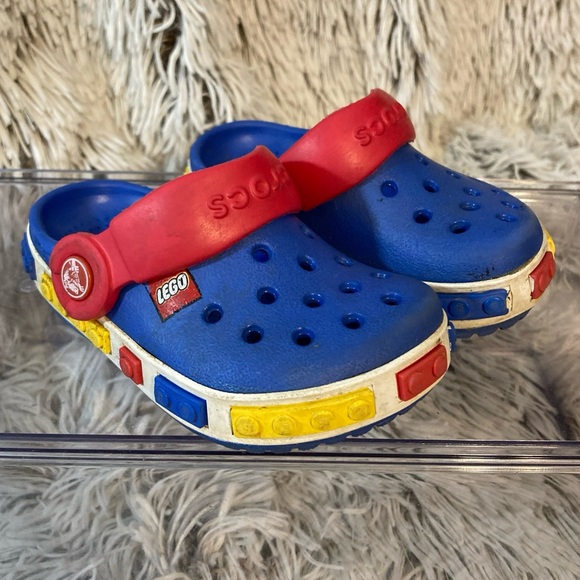 CROCS | Shoes | Crocs Red And Blue Water Shoes With Playful Design Size ...
